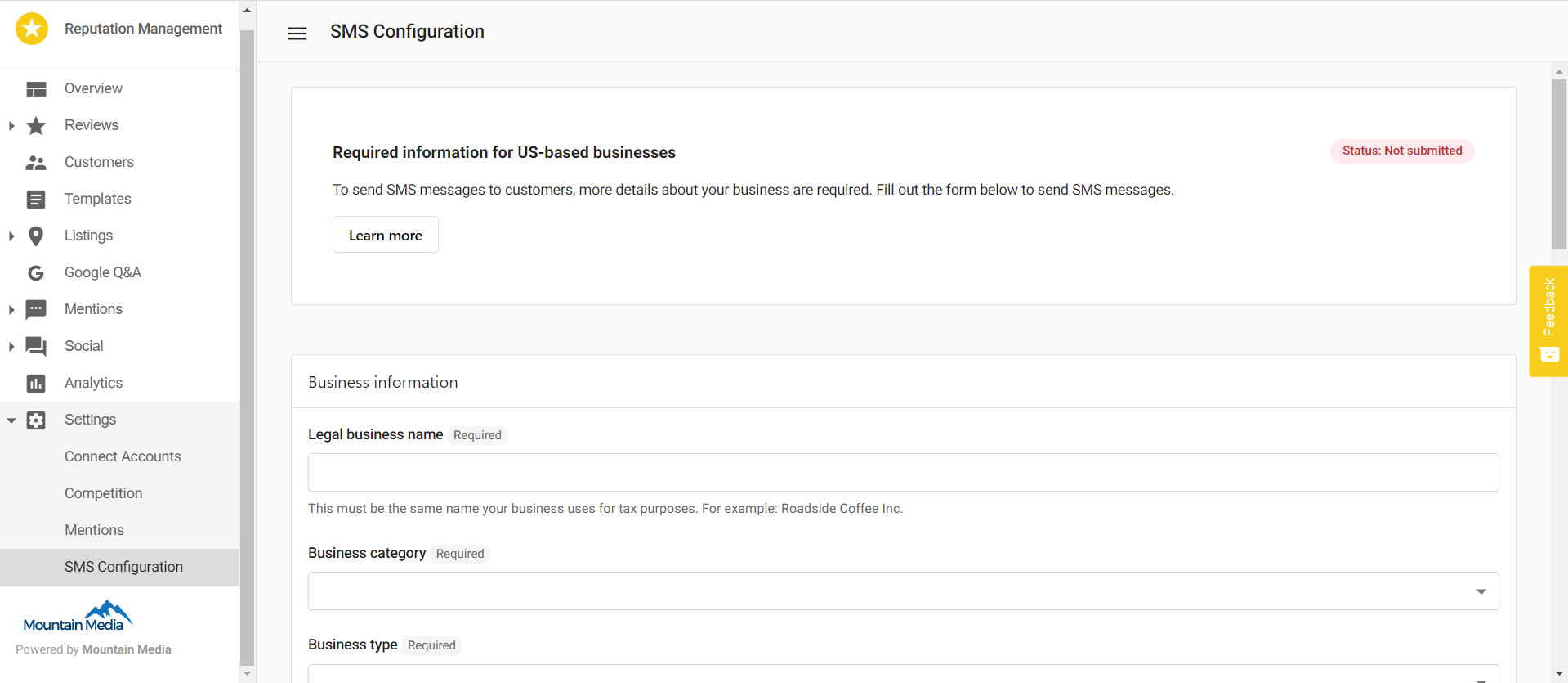 Register For SMS Text Messaging In Customer Voice And Reputation 